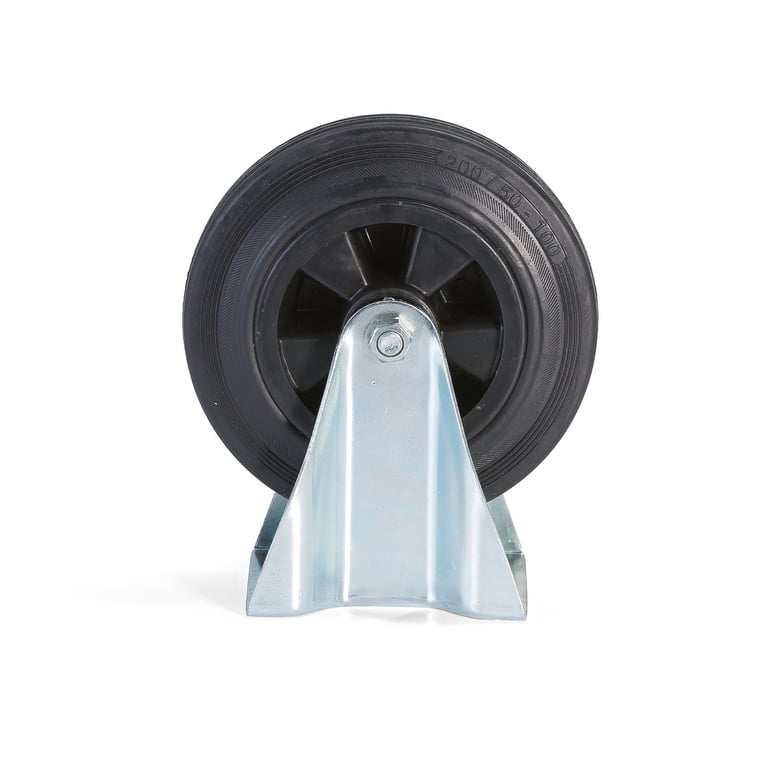 Fast hjul, 200x50 mm, 200 kg, massiv gummi | Cowab.no