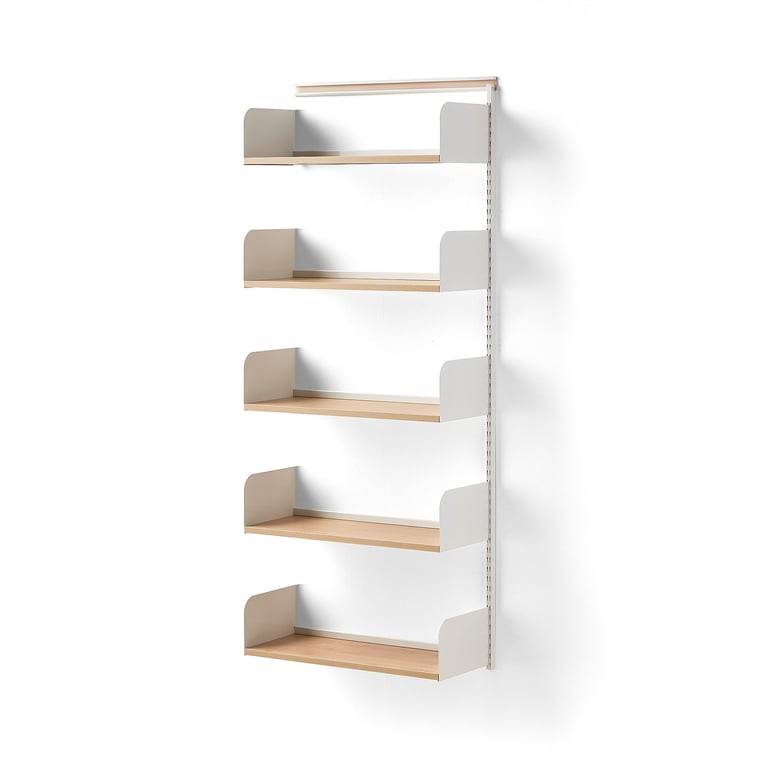 Hyllesystem, vegg, påbyggseksjon, hyller i laminat, H1951 B800 D300 mm ...