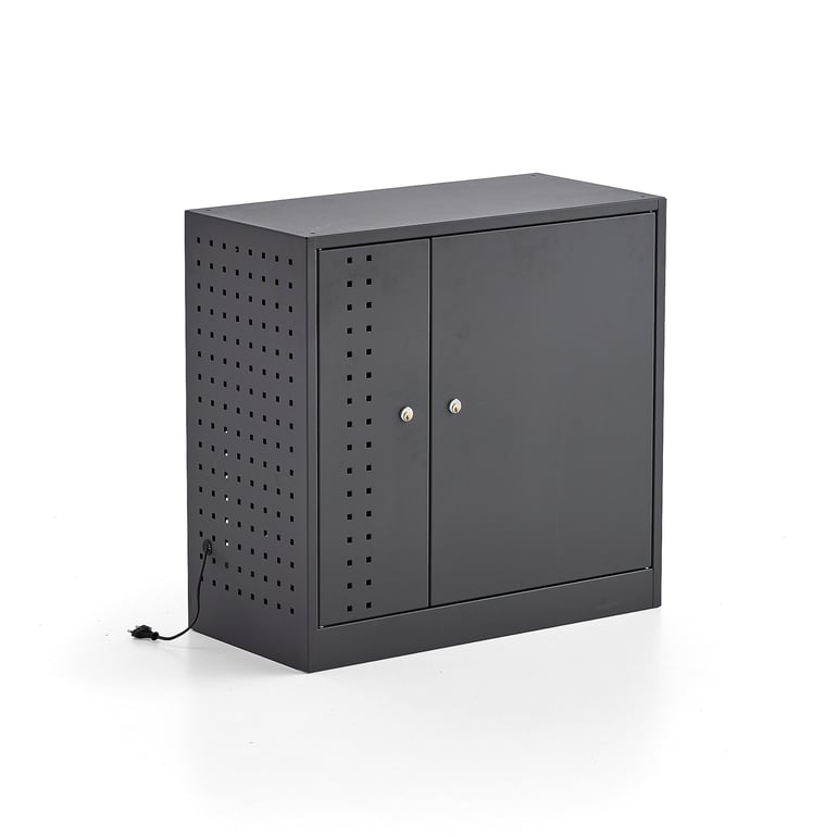Laddskåp, för läsplattor, 710x735x380 mm, vägghängt, mörkgrå | Cowab.se